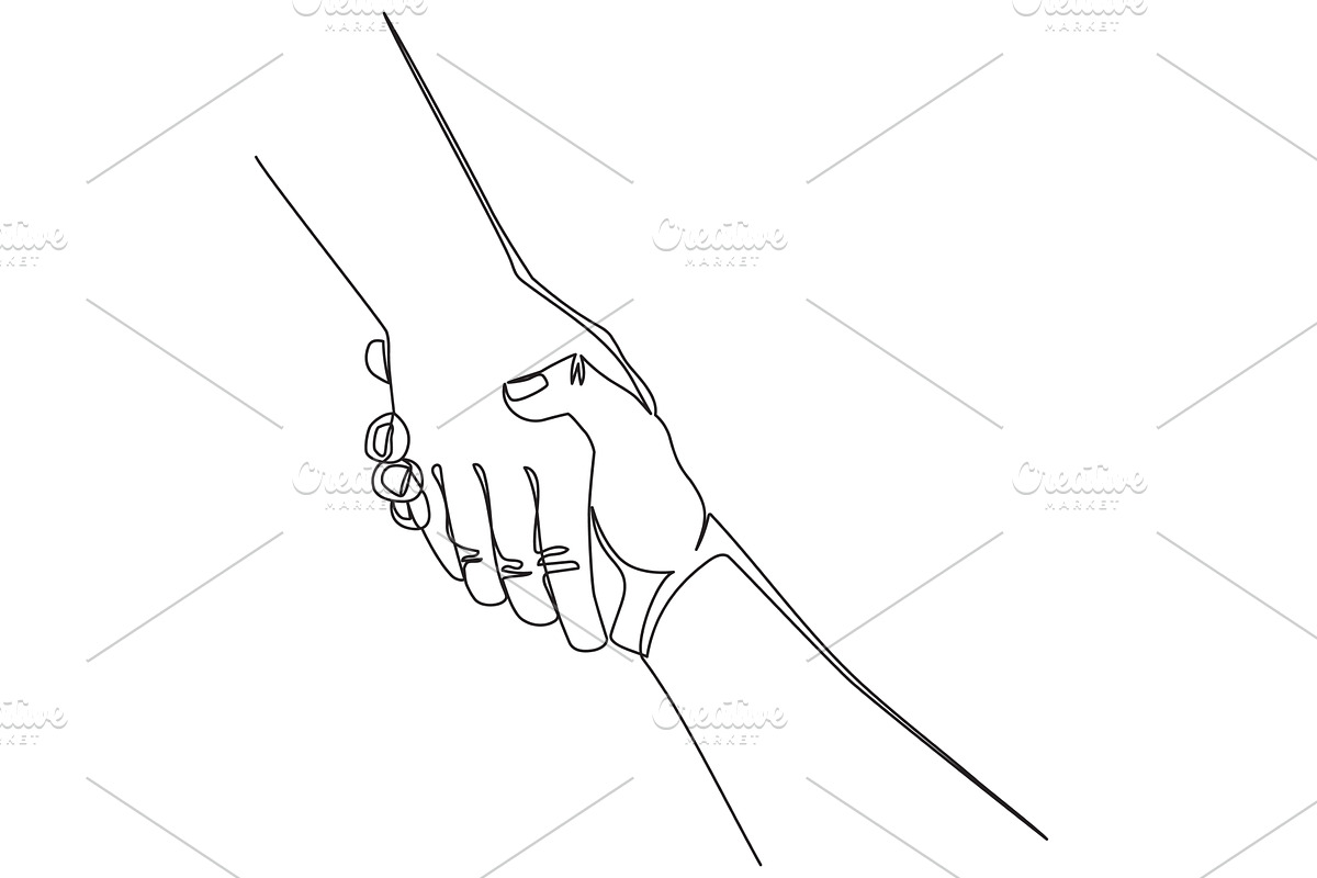 Continuous line Helping hand concept, a Person Illustration by ...