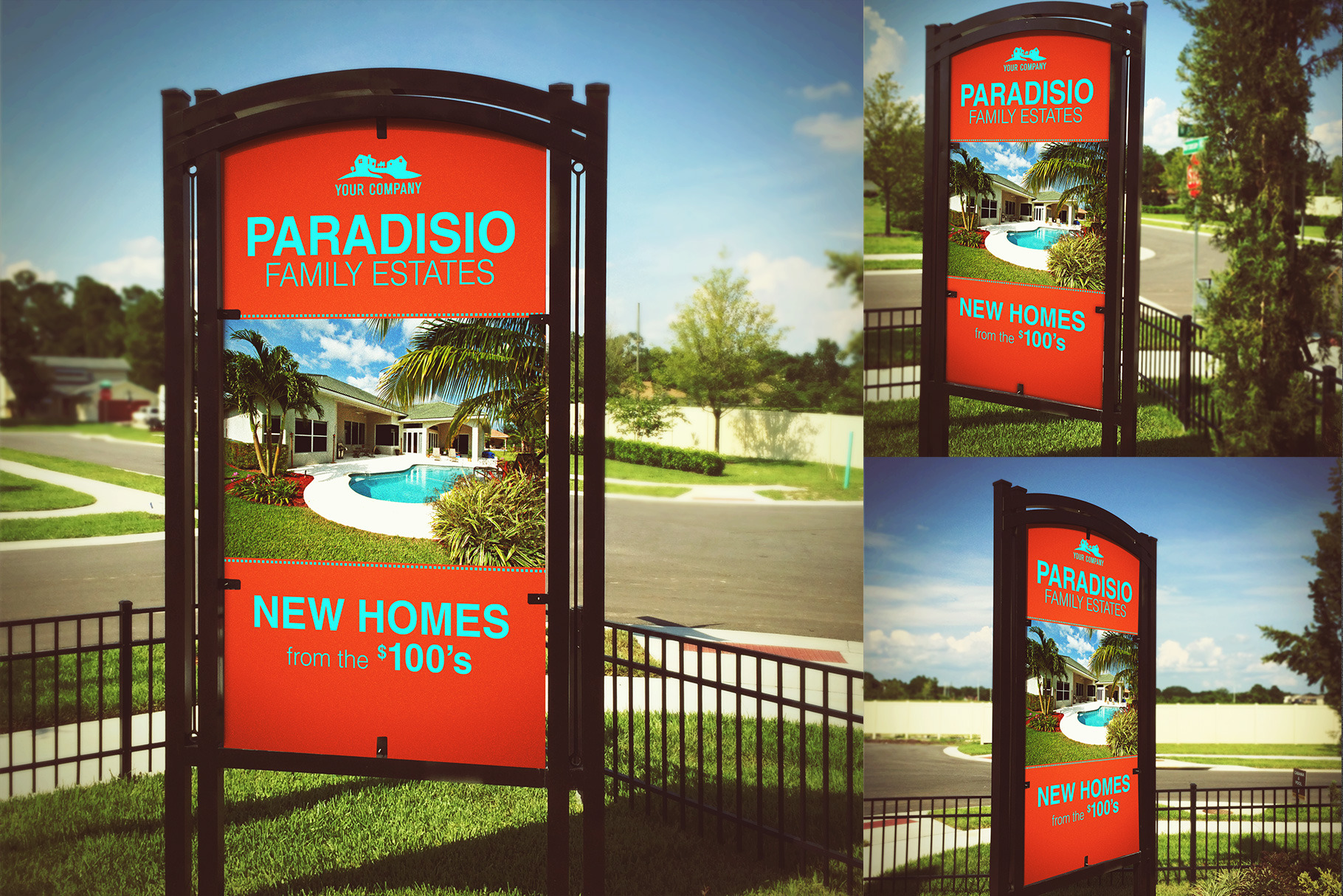 Vertical Outdoor Signage Mockup, a Print Template by loswl | Creative ...
