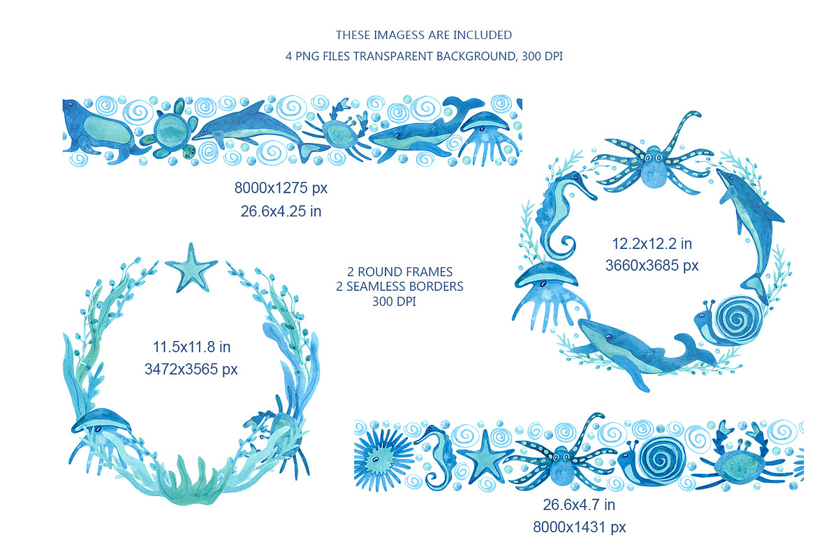 Sea Creatures Watercolor Collection