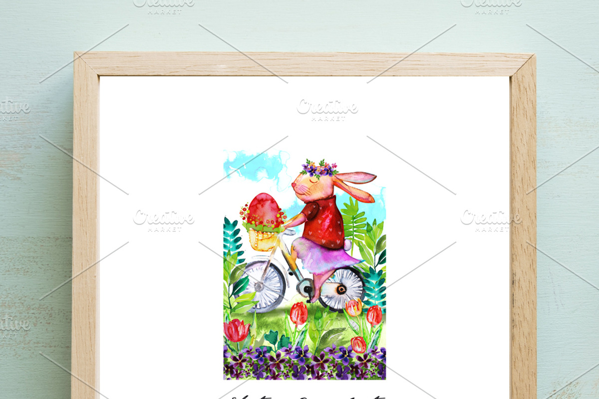 Easter Bunny Cute Print, a Decorative Illustration by Download Graphic ...