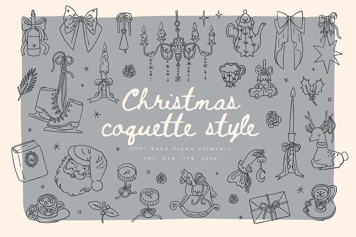 Coquette Christmas whimsical clipart
