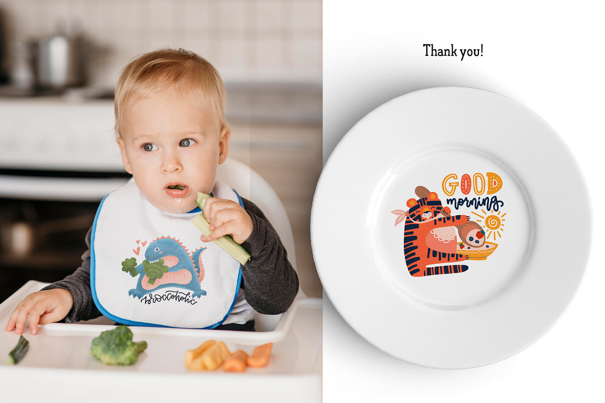 Animals eating healthy food CLIPART, an Animal Illustration by Lana Sham