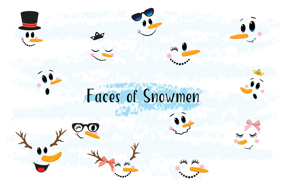 Snowman Faces clip art, a Decorative Illustration by Rasveta
