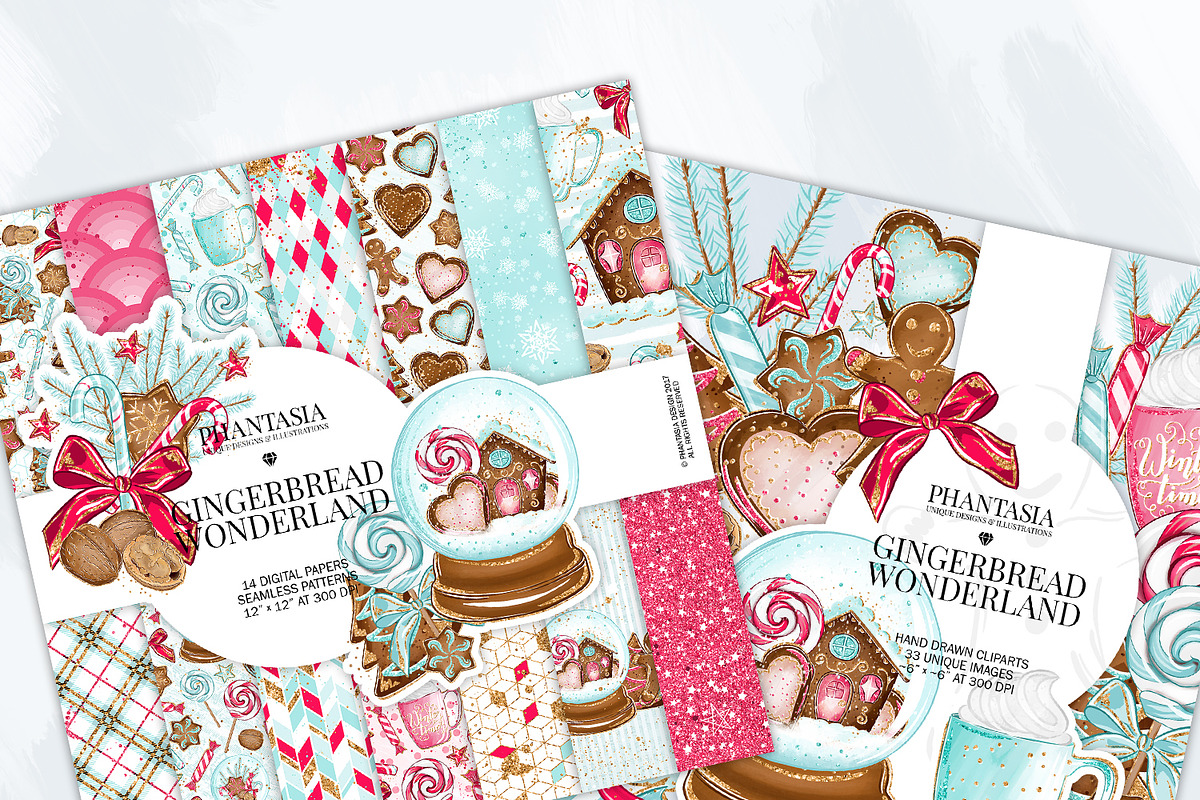 Christmas Gingerbread Clipart, an Illustration by Phantasia Design