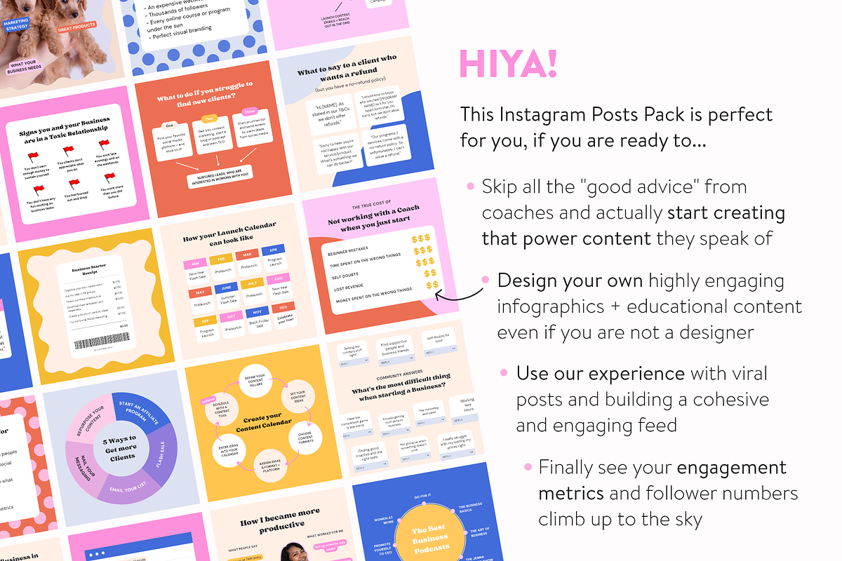 Instagram Educational + Infographics Post Templates for Canva