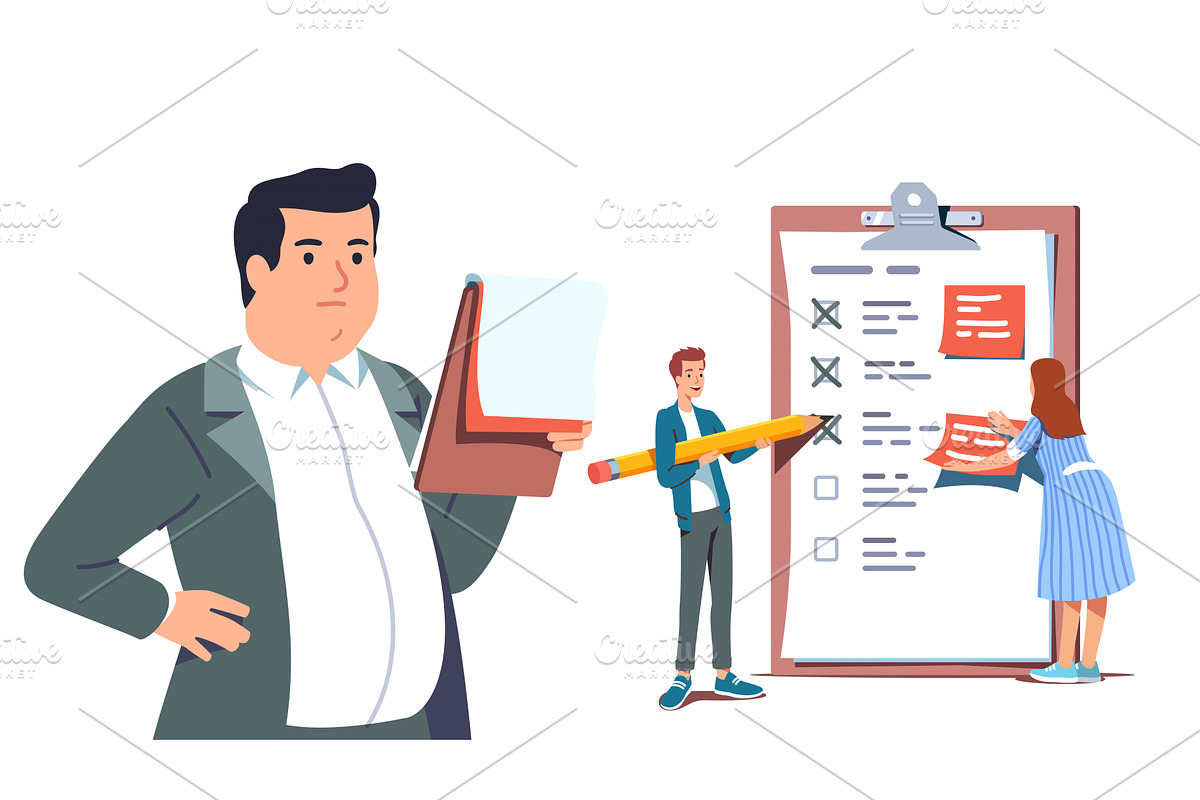 Business people completing checklist, a Person Illustration by ...