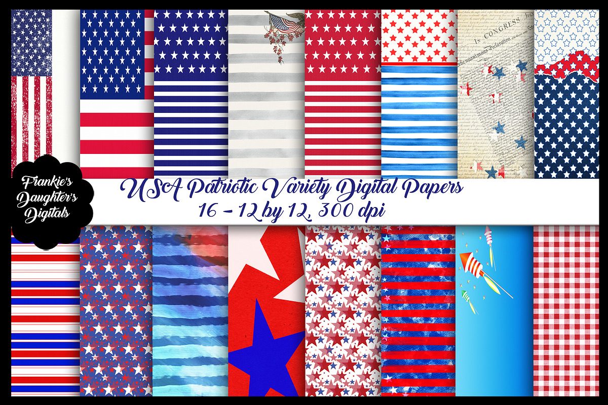 USA Patriotic 4th of July Papers, a Pattern Graphic by ...