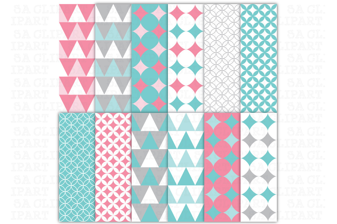 Geometric digital paper, an Illustration by SA ClipArt