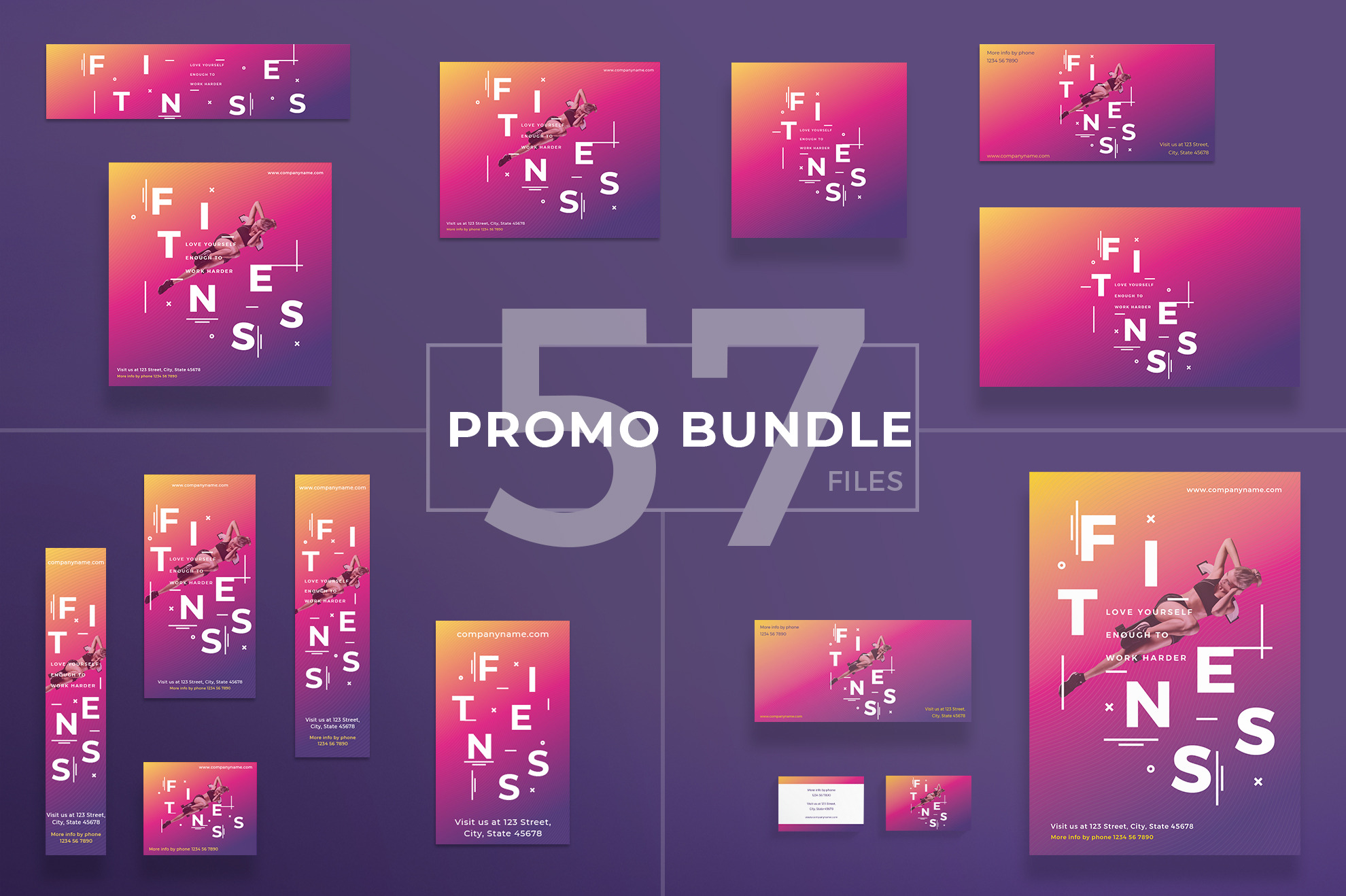 Promo Bundle | Fitness Training Gym, a Poster Template by Amber Graphics