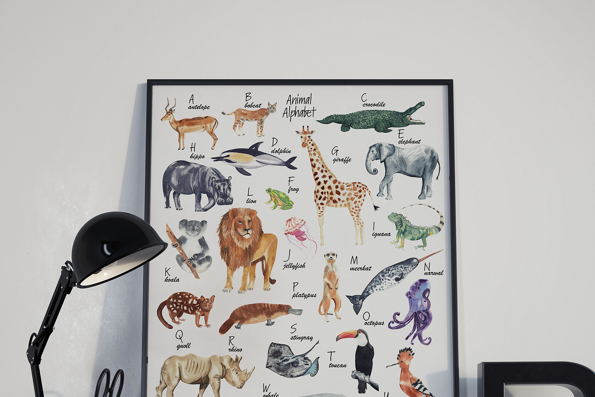 Watercolor Animal Alphabet, an Animal Illustration by Visual Animal