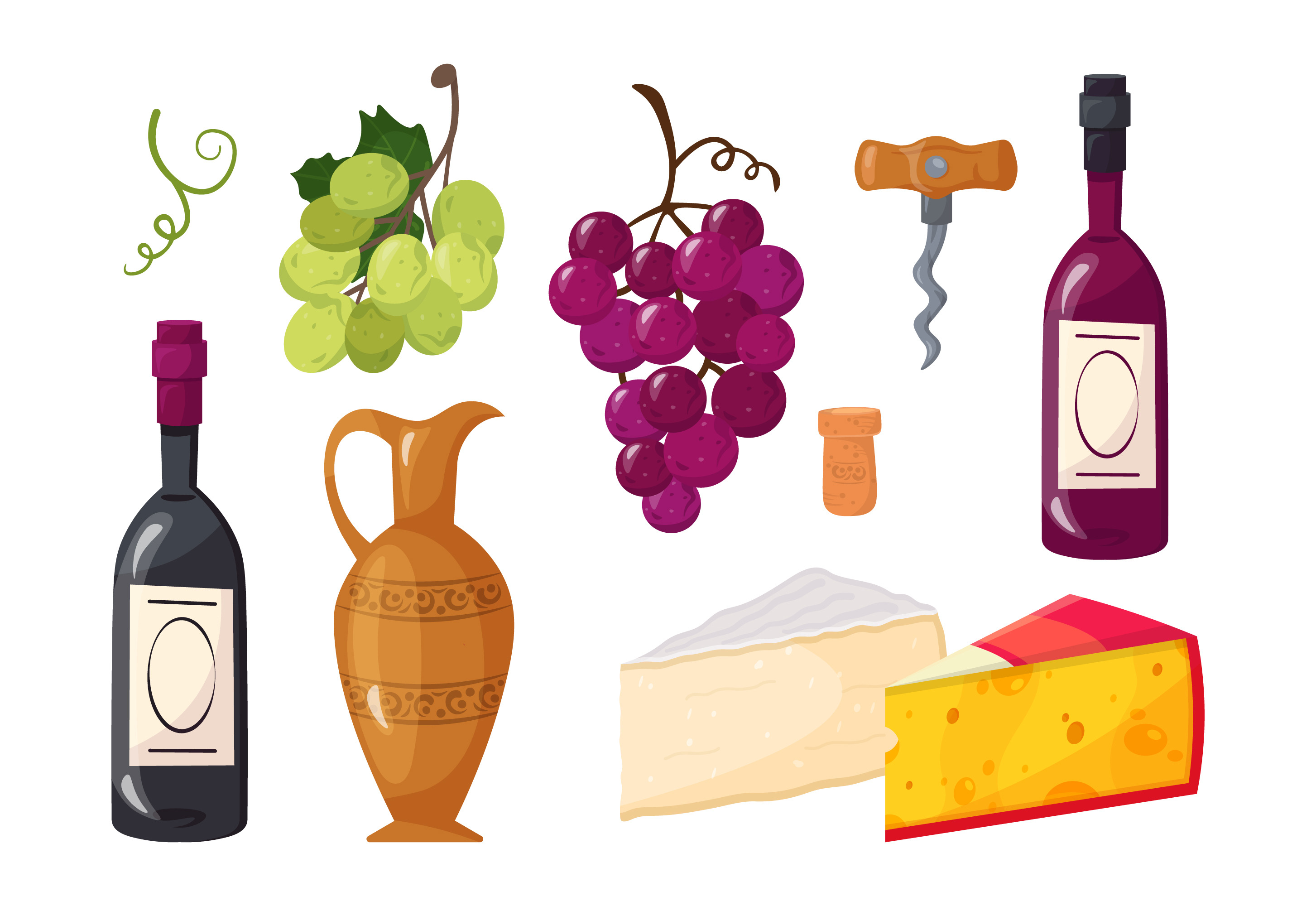 Cartoon wine elements, an Object Graphic by Mariia Ihnatova