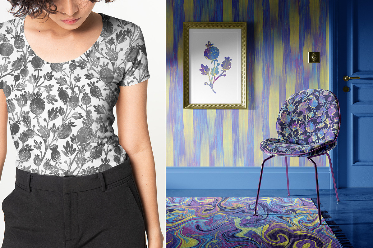 Purple & Gold Fantasy Patterns, a Pattern Graphic by Velliniki