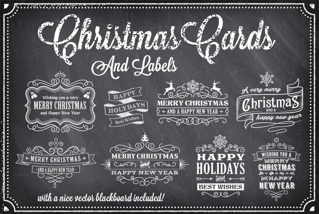 Christmas Vector Chalkboard Labels, a Decorative Illustration by ...