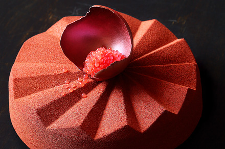 Contemporary chocolate mousse cake featuring chocolate, cake, and ...