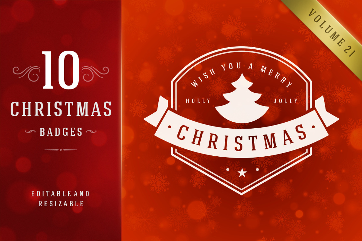 10 Christmas Logos and Badges, a Branding & Logo Template by Vasya Kobelev
