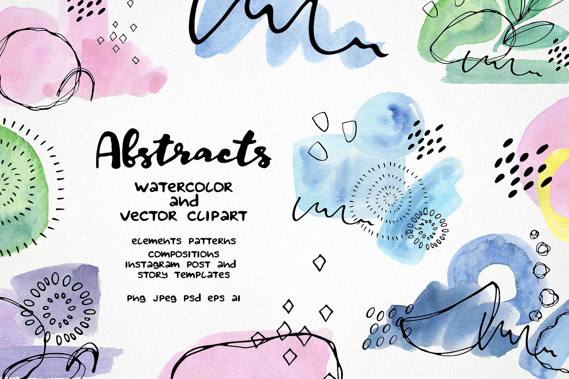 Watercolor abstract shapes clipart, an Object Graphic by LyubovZaytseva