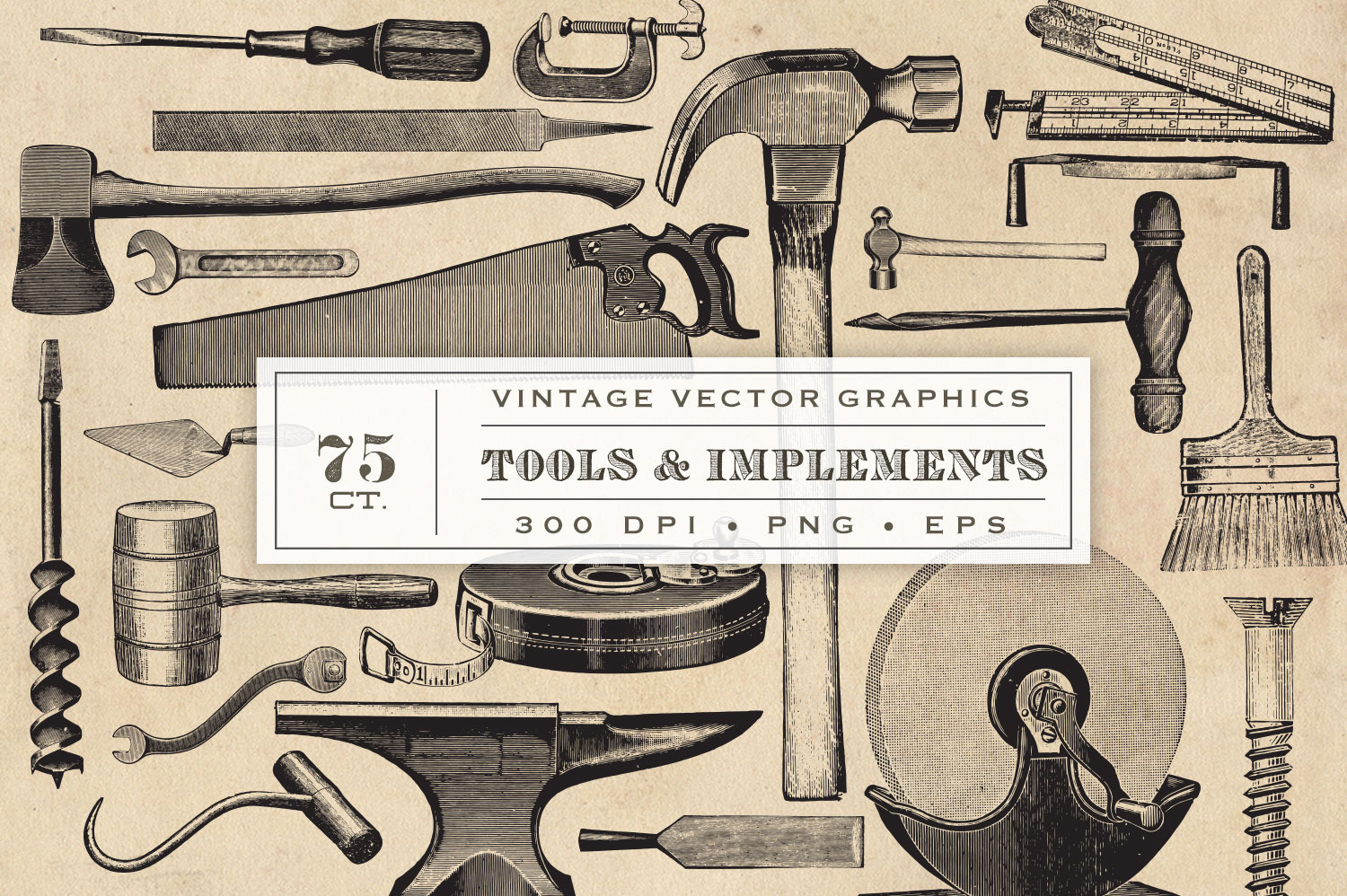 Vintage Tool & Implement Graphics, an Illustration by Eclectic Anthology