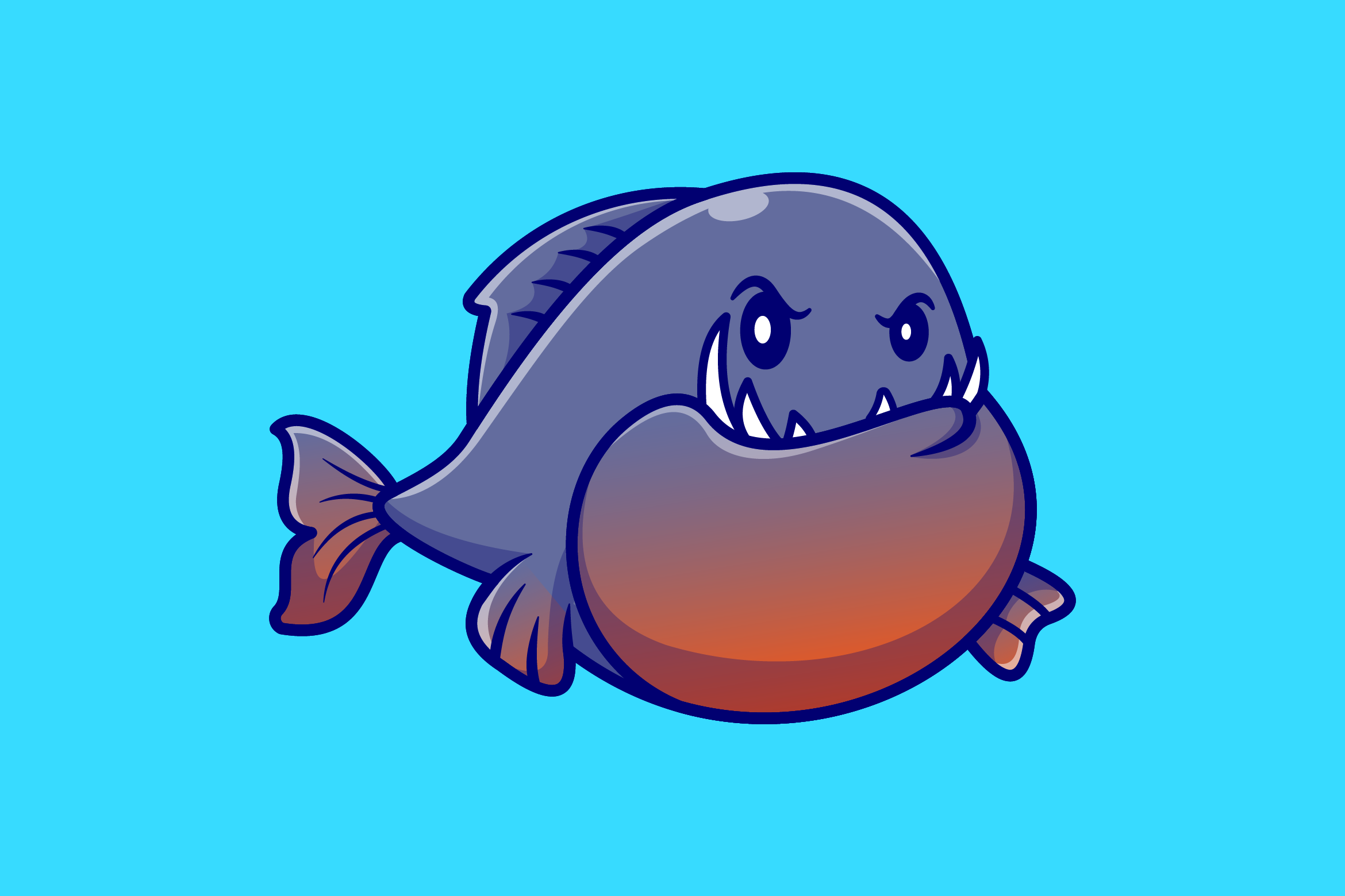 Cute Piranha Fish Cartoon, an Animal Illustration by Catalyst Labs