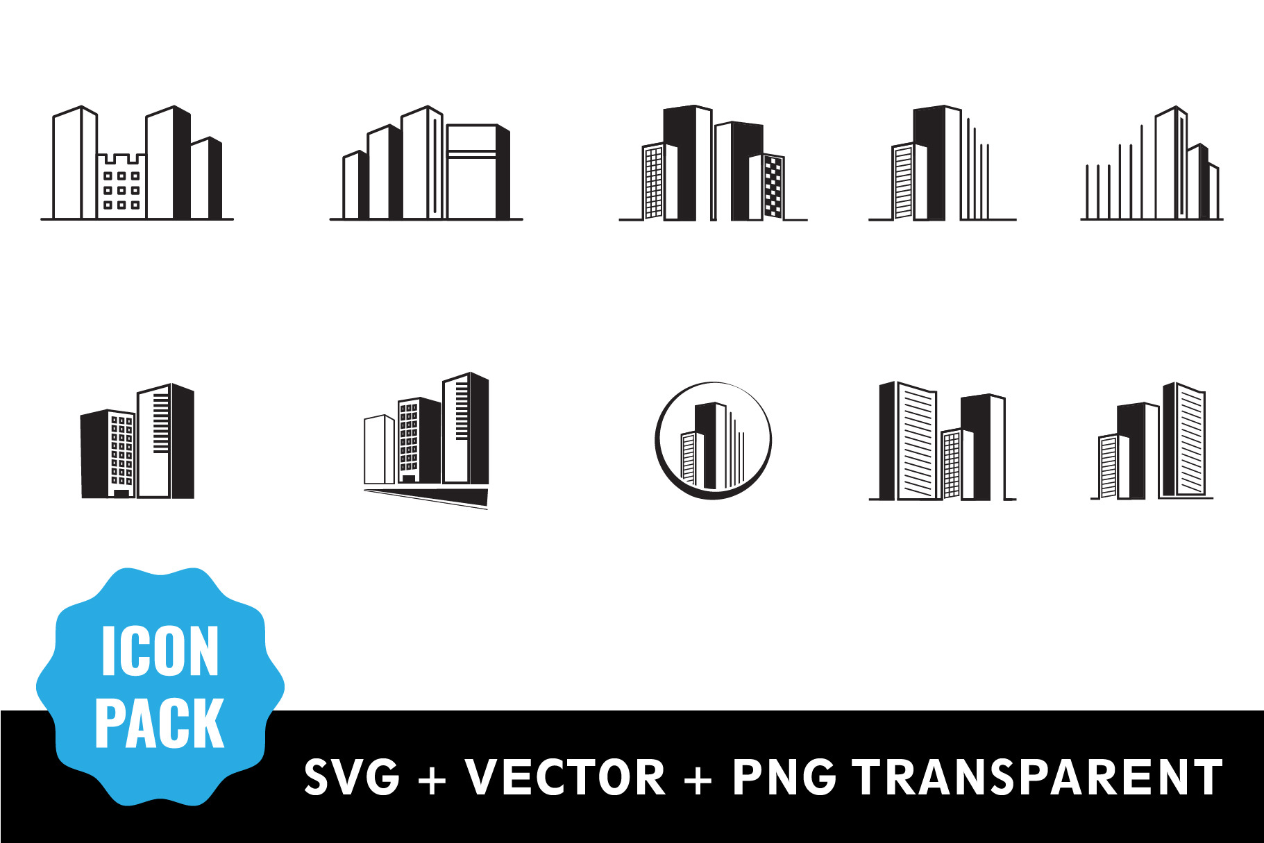 Building line art icon bundle svg | Creative Market