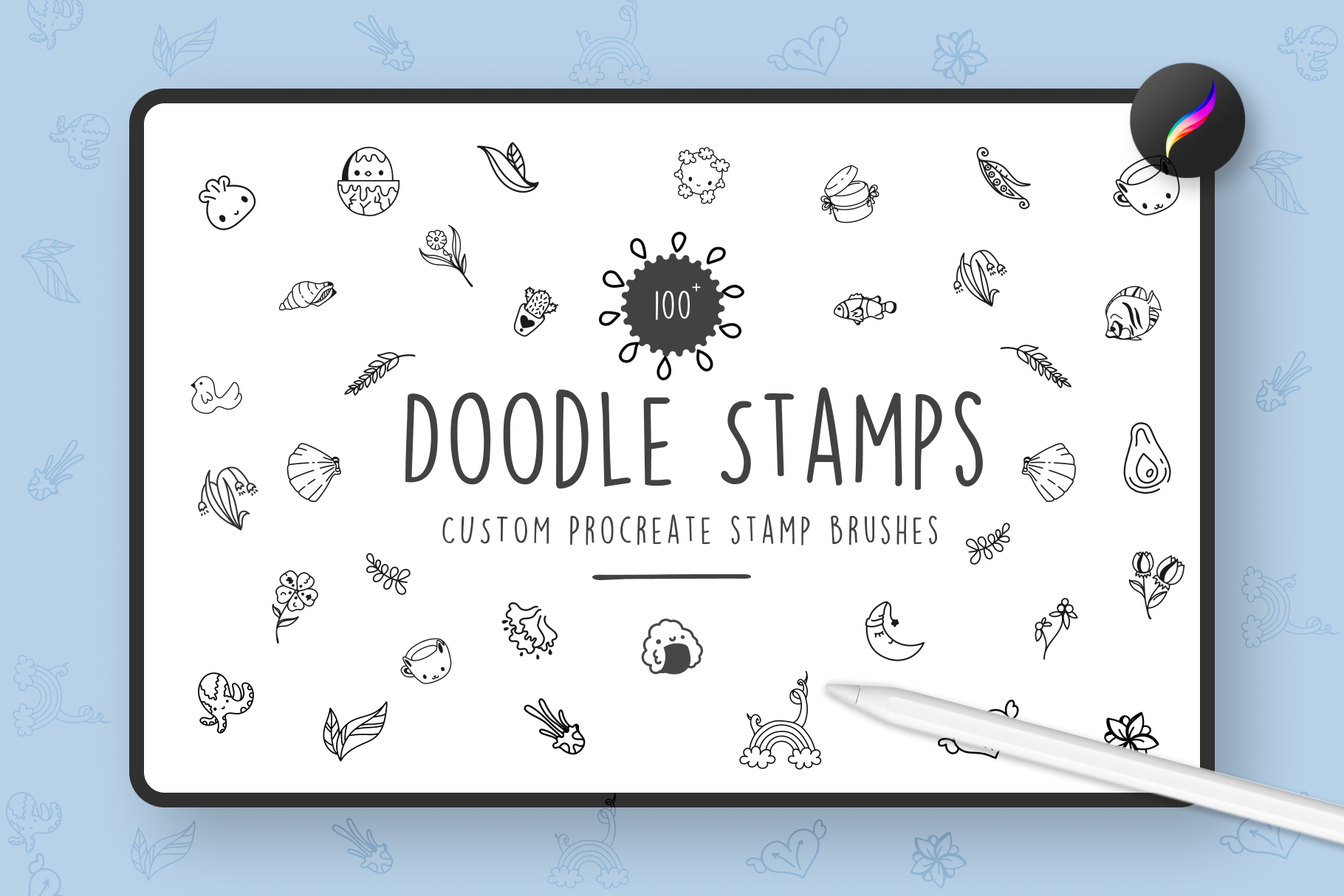 PROODLE Procreate Doodle Stamps, a Brush Add-On by Delightful Design