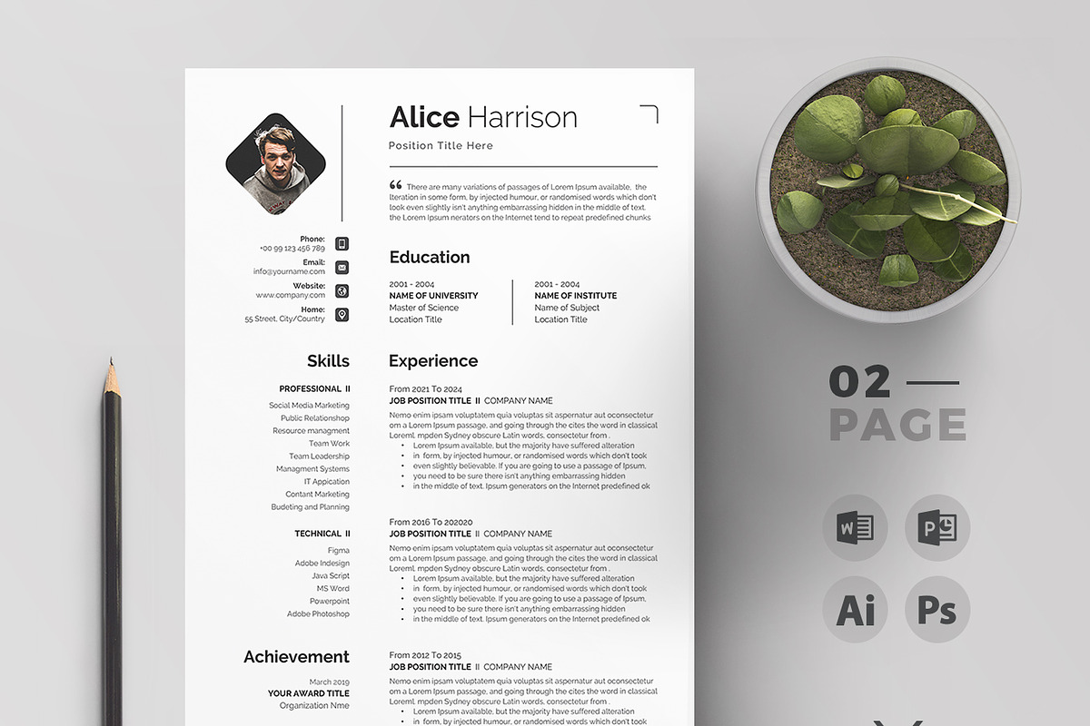 Resume/CV Template Pack, a Resume Template by Designs Bird | Creative ...