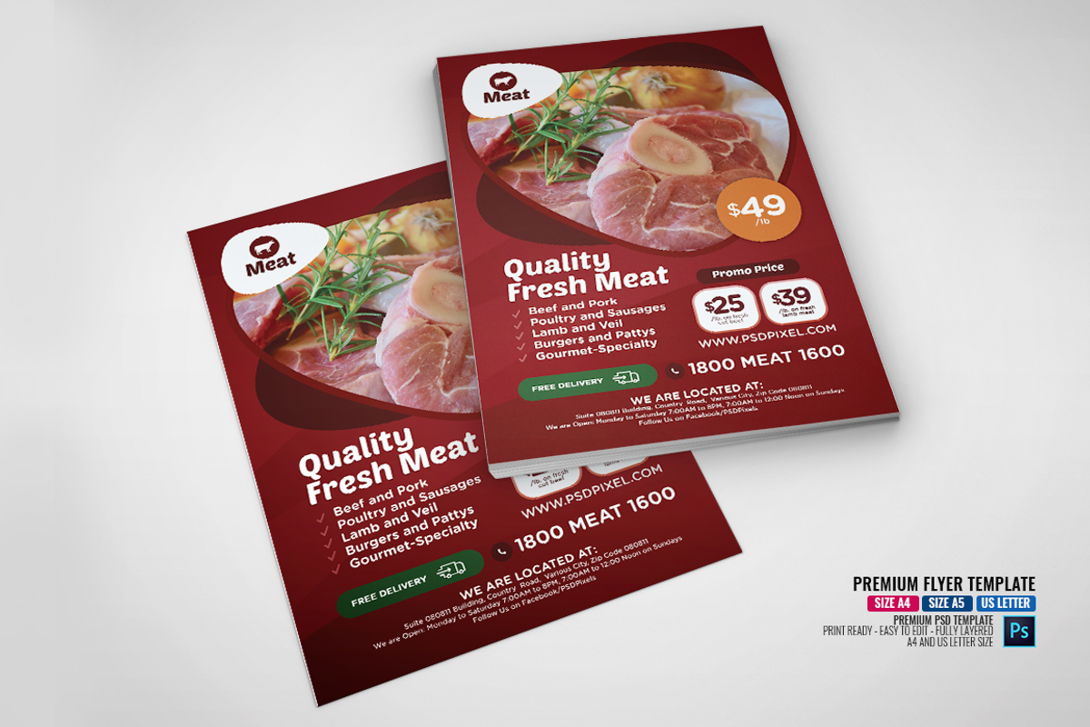 Meat and Poultry Flyer, a Flyer Template by PSDPixel