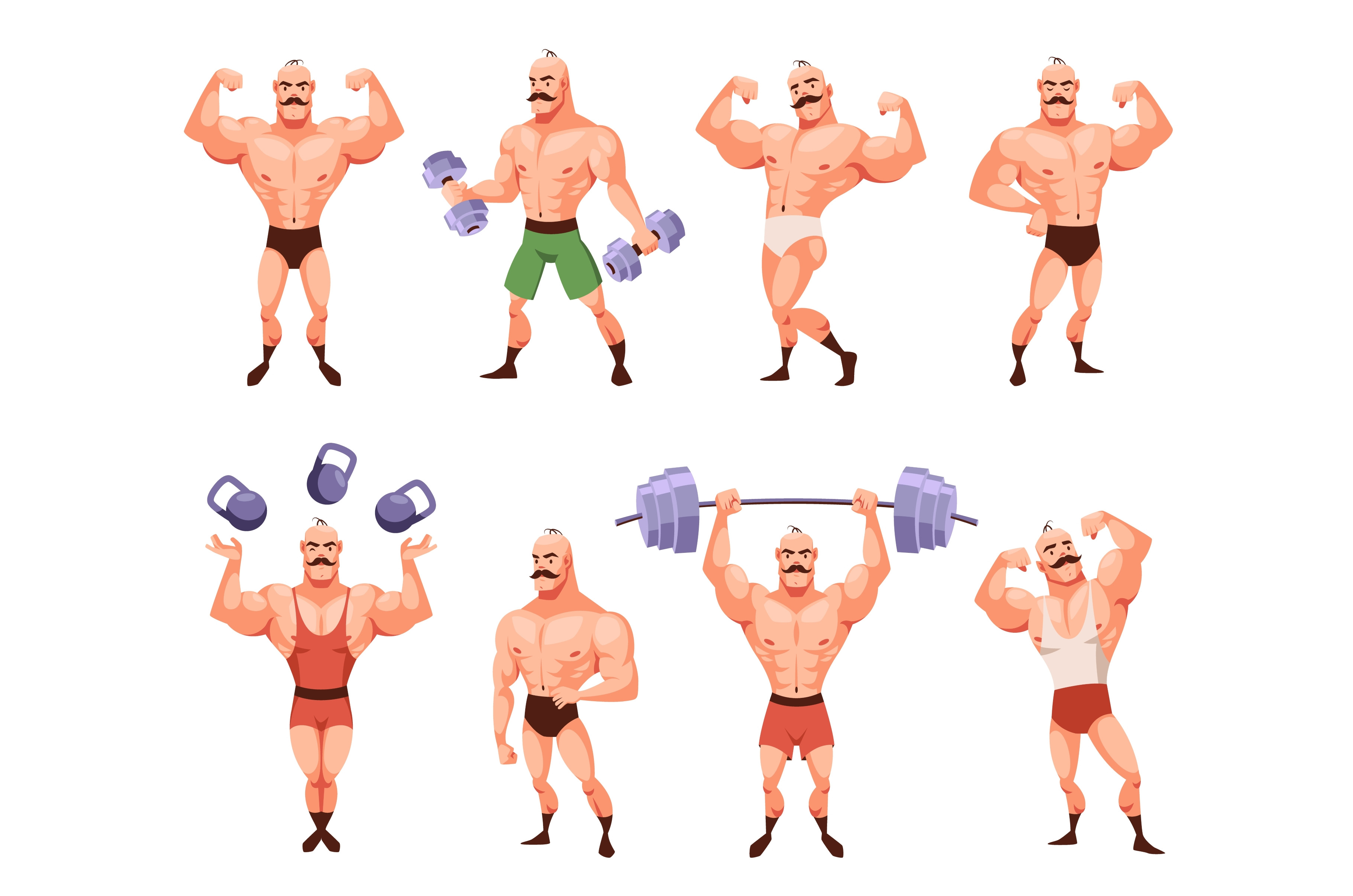 Cartoon bodybuilder character posing, a Healthcare Illustration by ...