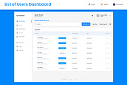 List of users & admin with roles dashboard CMS UI