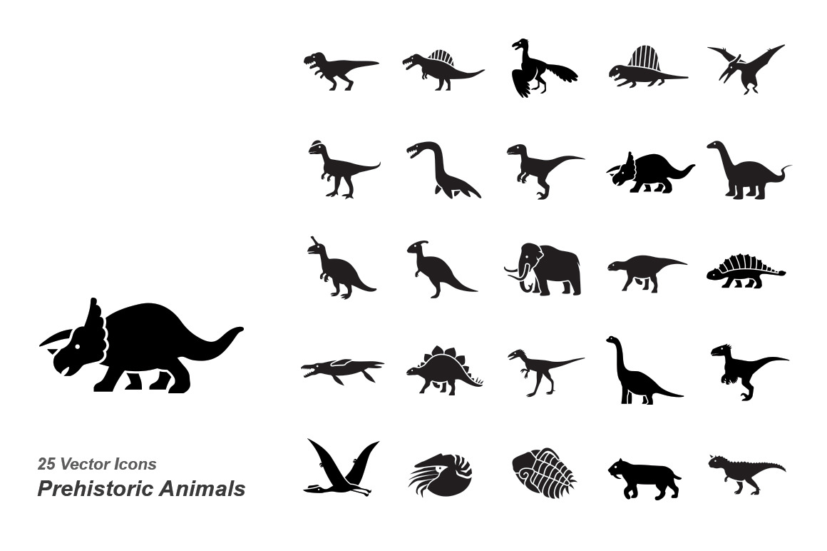 Prehistoric Animals vector icons, an Icon by Jisun Park
