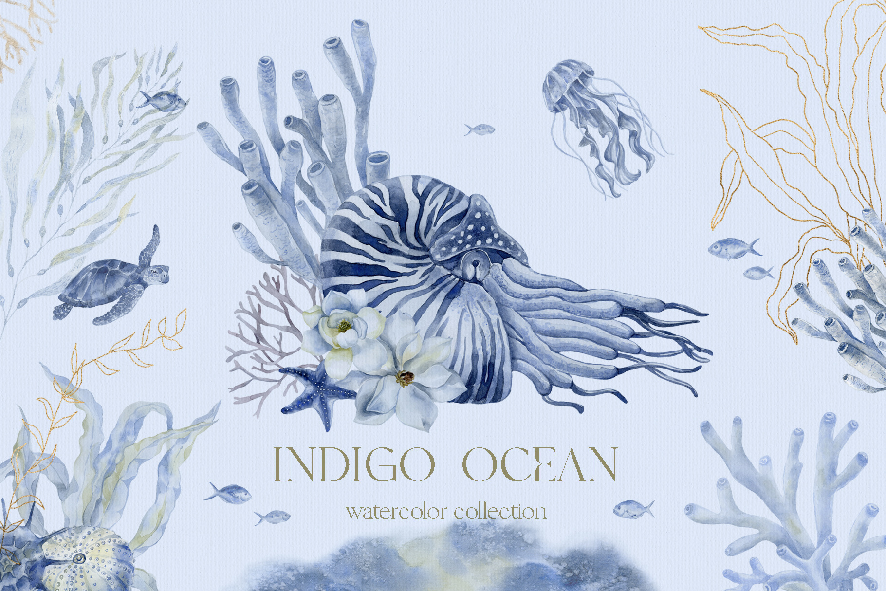 Indigo Ocean. Underwater world., an Animal Illustration by Designwork