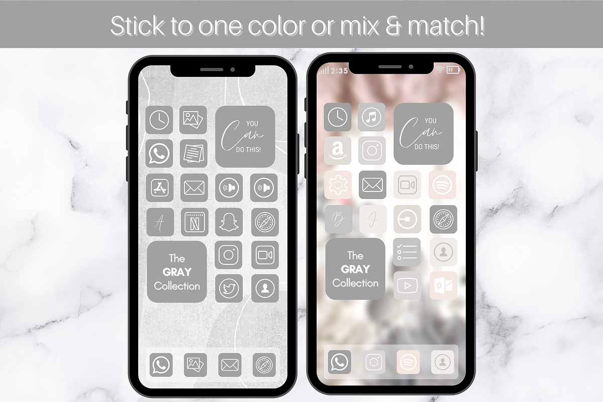GRAY iOS 14 App Icons BUNDLE