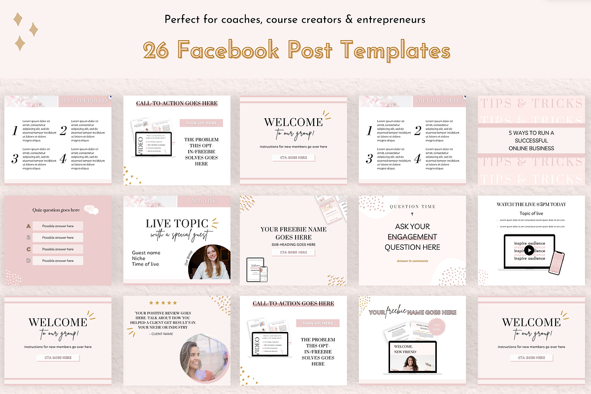Facebook Templates Group Canva, a Social Media Template by Cate Creates