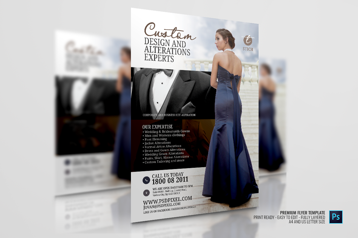 Dressmaking and Tailoring Flyer, a Flyer Template by PSDPixel
