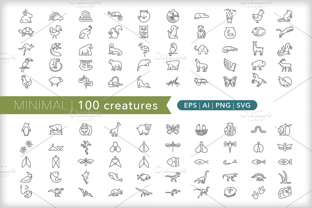 Minimal 100 creature icons, an Outline Icon by Picture Window