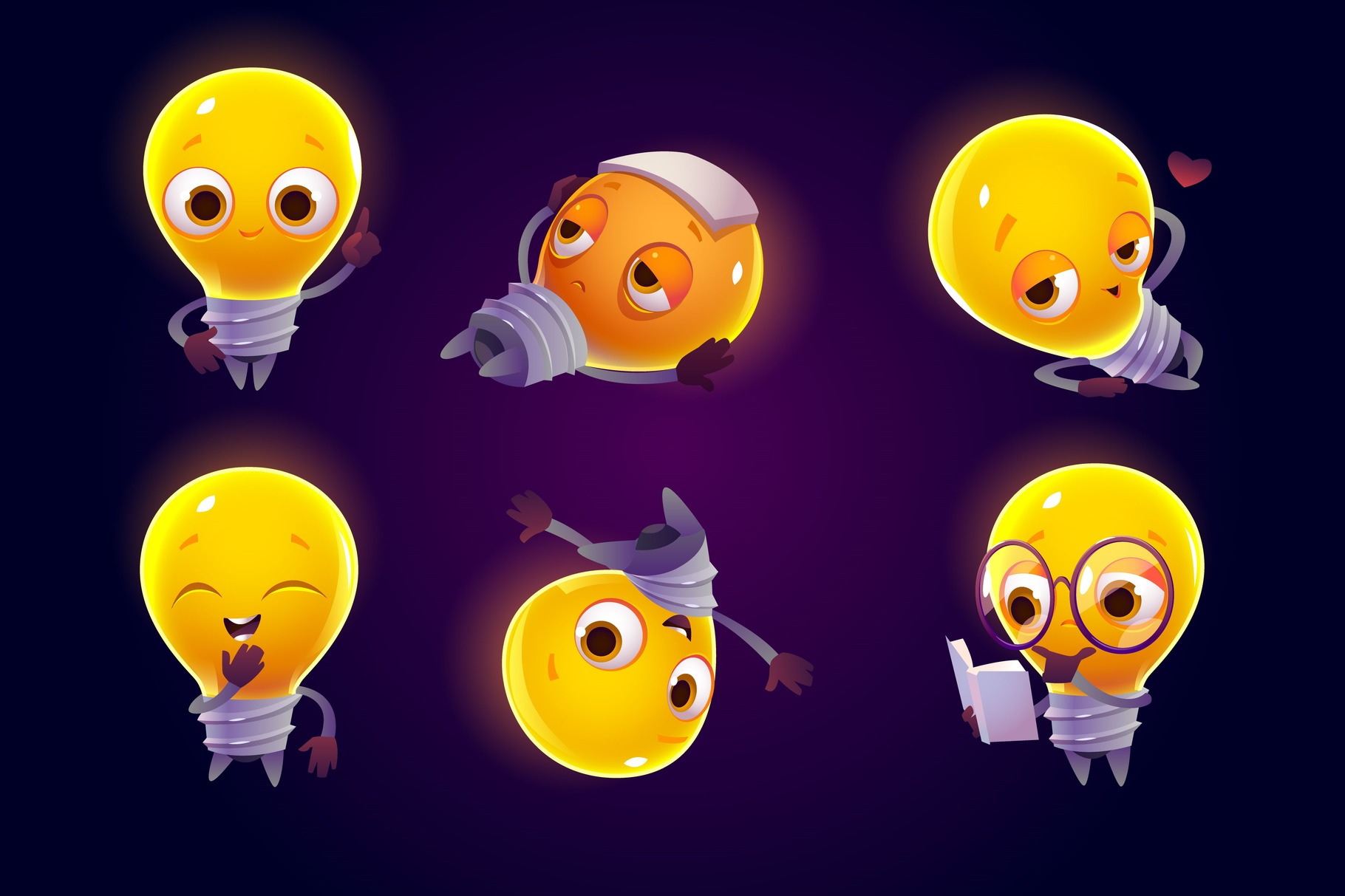 Cute light bulb character in | Work Illustrations ~ Creative Market