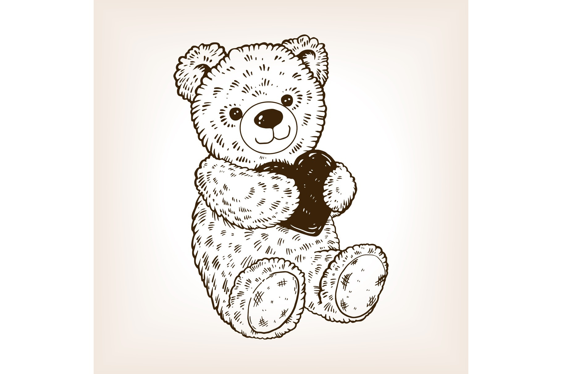 Teddy bear engraving vector illustration, an Animal Illustration by AlexArt