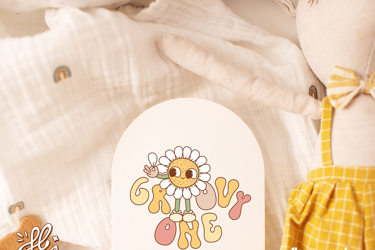 Flower power - retro groovy bundle, an Object Illustration by Huxmay