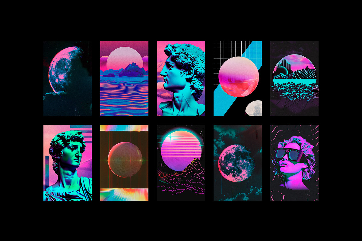 Vaporwave Collage Kit, an Object Graphic by pixelbuddha.net