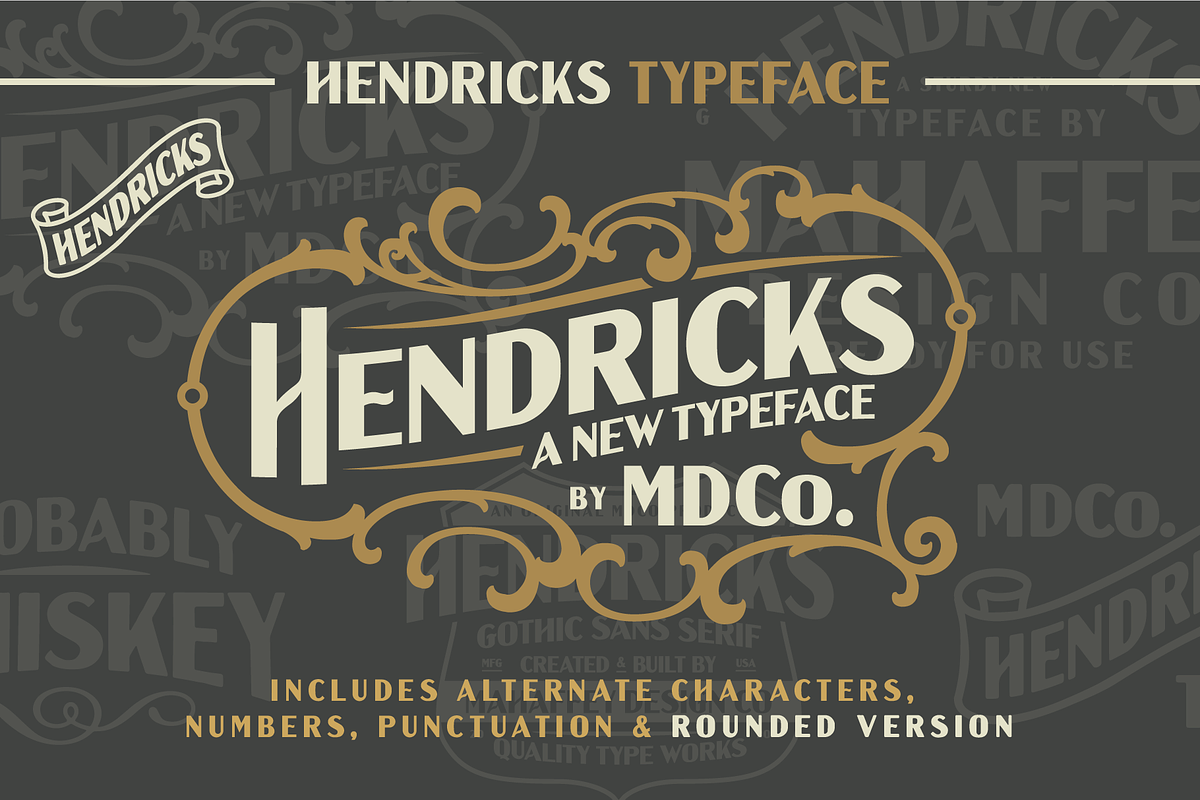 Hendricks - Old Time Sans, a Sans Serif Font by Mahaffey Design Co.