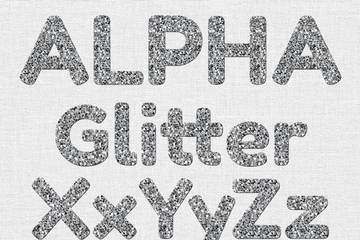 SILVER GLITTER ALPHABET CLIP ART, a Texture Illustration by ...