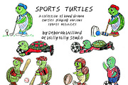 Sports Turtles Hand Drawn, a Sport Illustration by Willy Nilly Studio