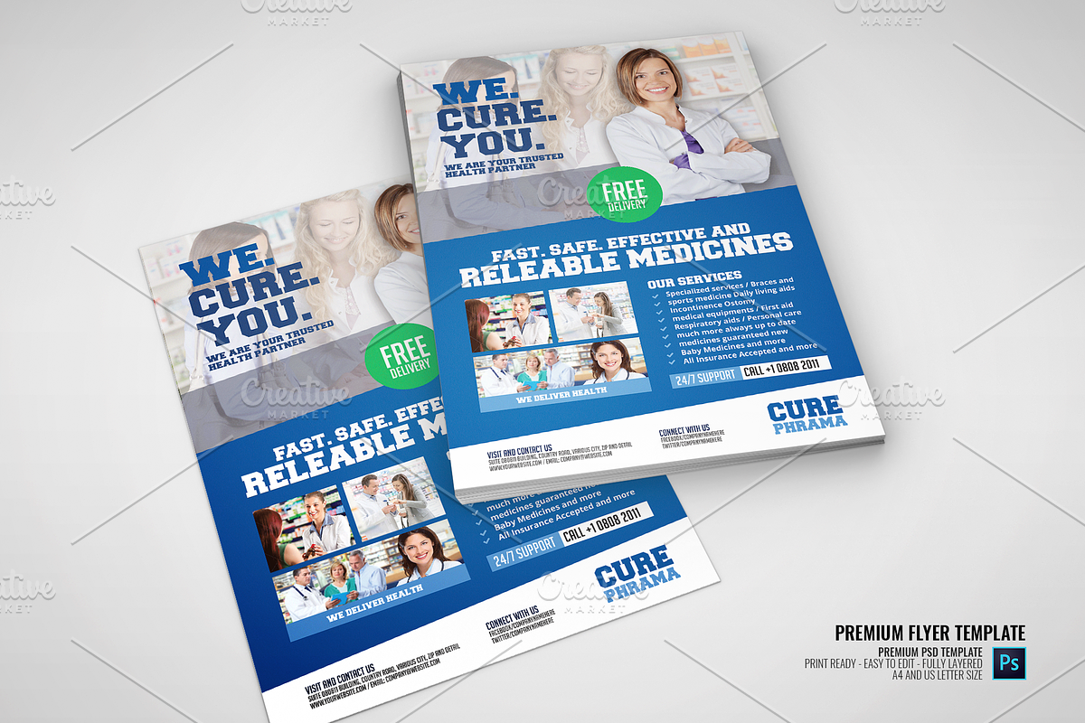 Pharmaceutical Company Flyer, a Flyer Template by PSDPixel