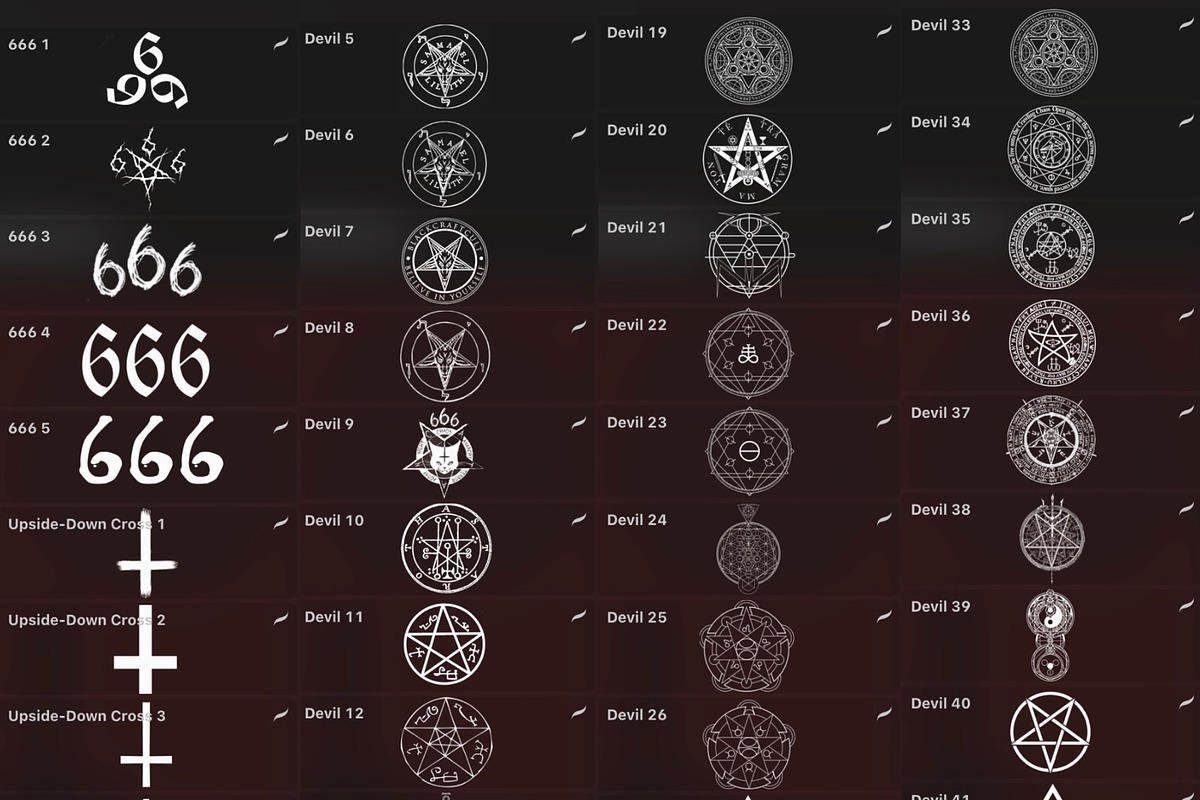 Devil Signs - Tattoo Flash Stamp Set | Creative Market
