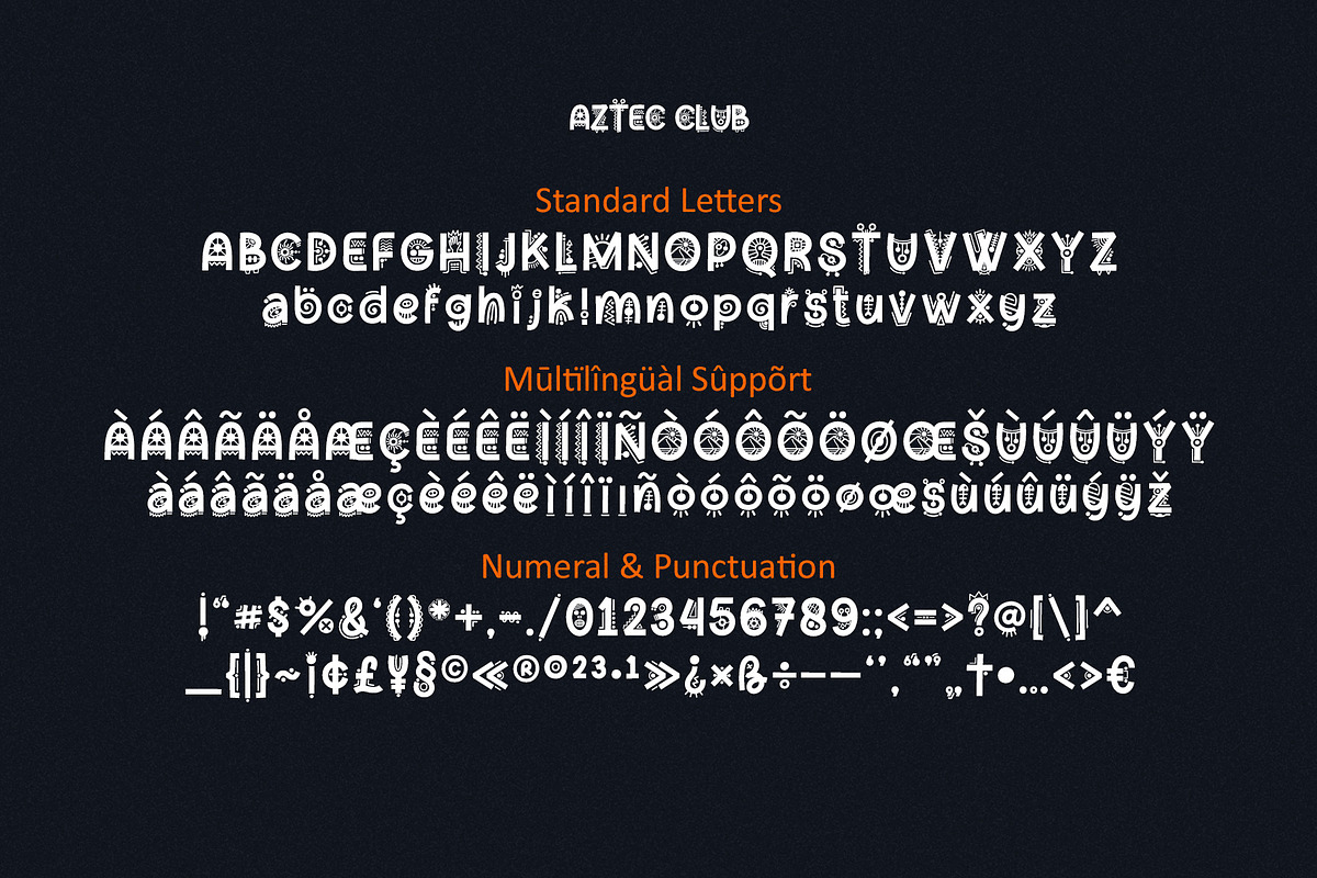 Aztec Club - Display Decorative, a Font by HIRO.std