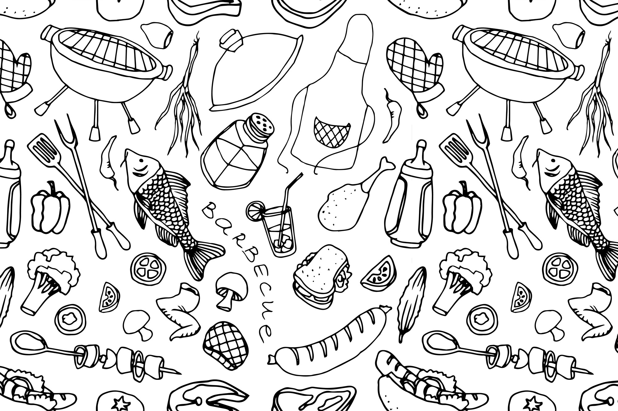 Doodle patern barbecue, a Pattern Graphic by Netkoff