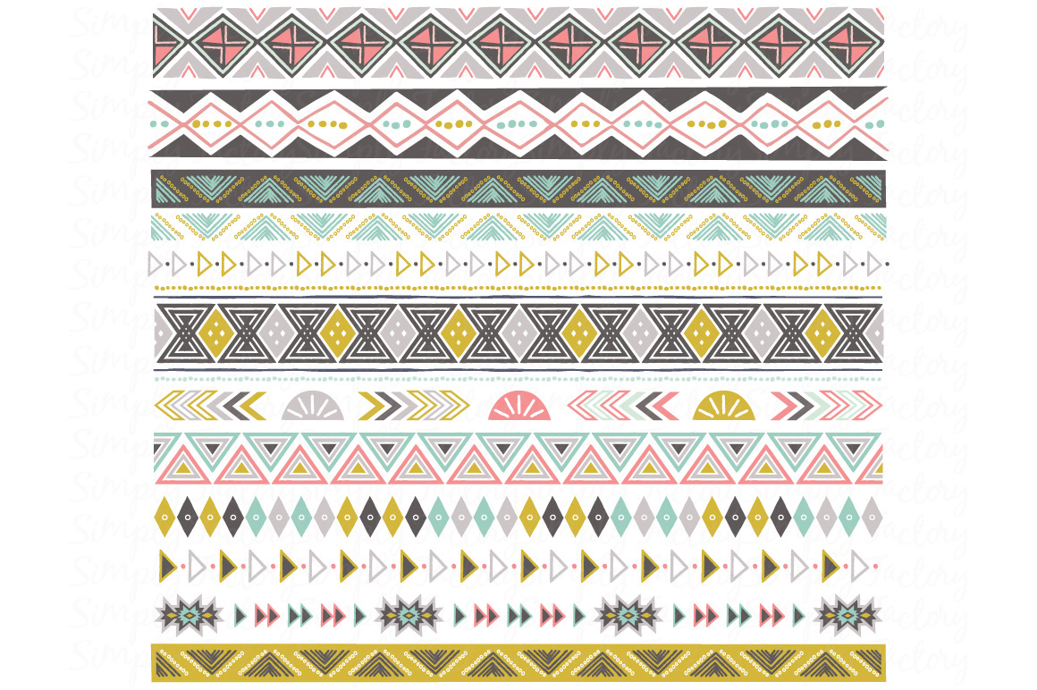 Tribal Ribbon Border Set, a Decorative Illustration by Simply Factory
