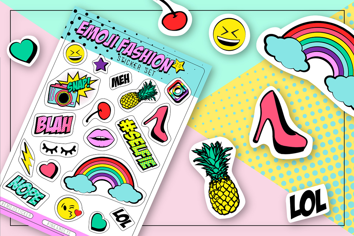 Emoji Fashion Set + PATTERNS, a Graphic by Ink + Eye
