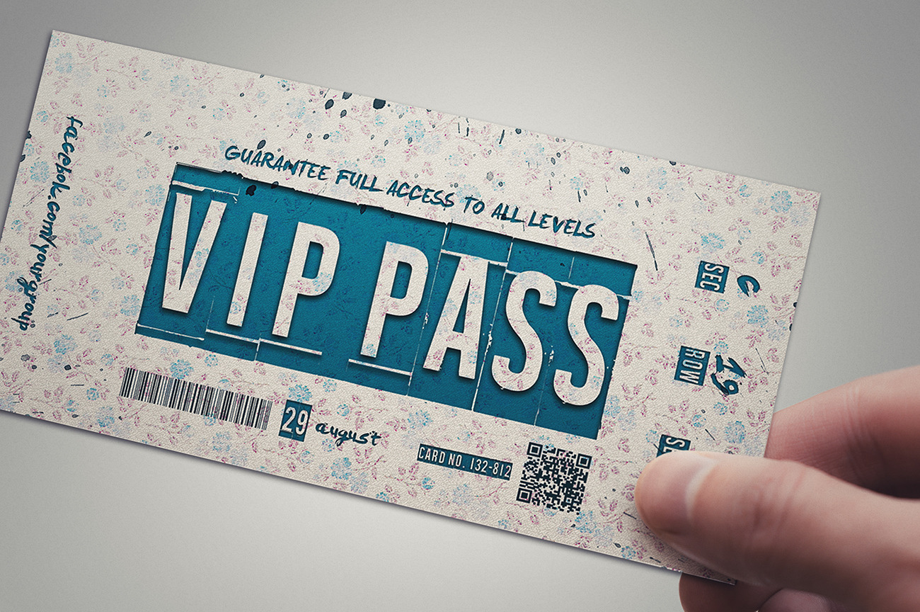 RETRO FLOWER - vip pass template, a Card Template by Tzochko