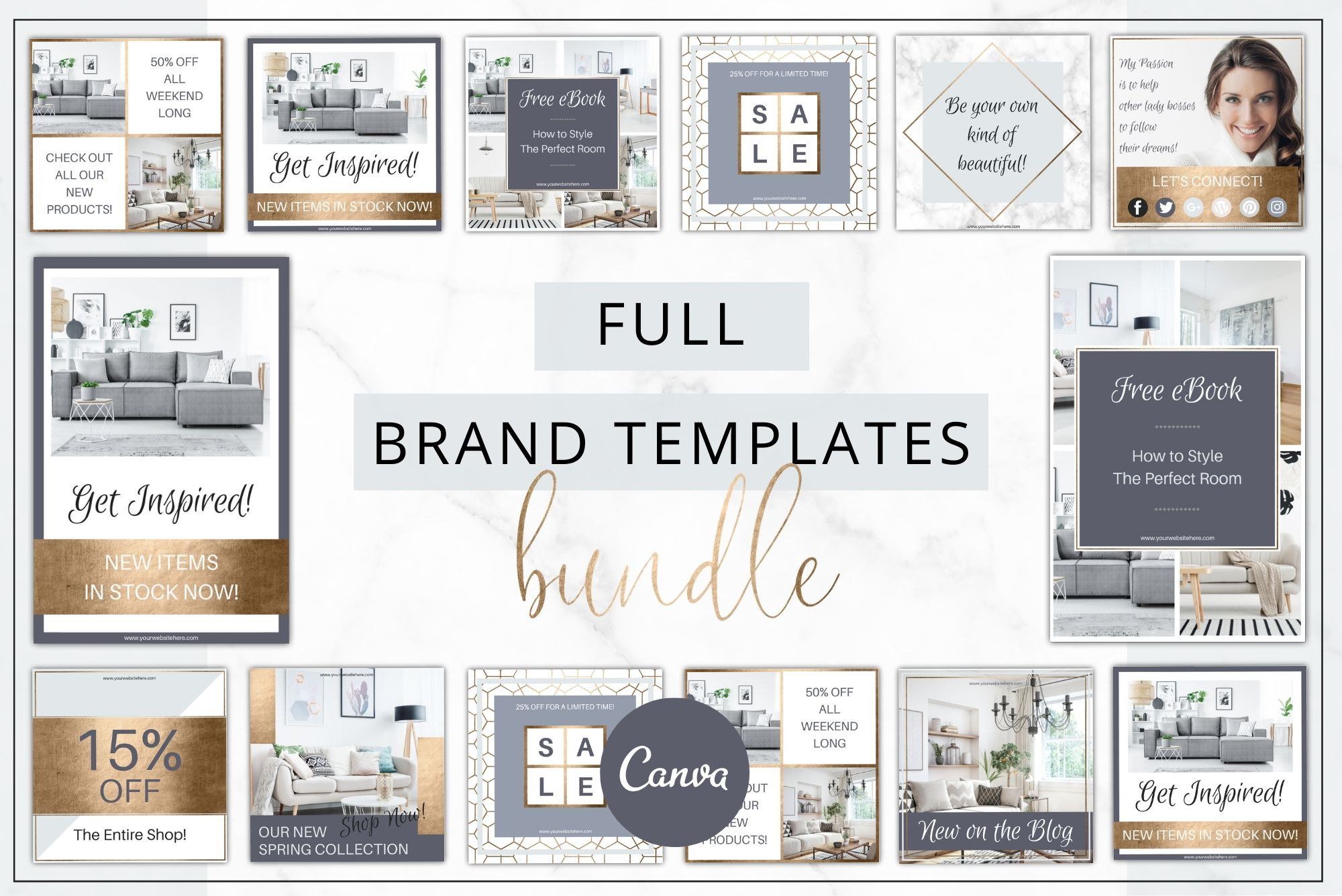 Branding Bundle Templates Canva Gold, a Social Media Template by Lady ...