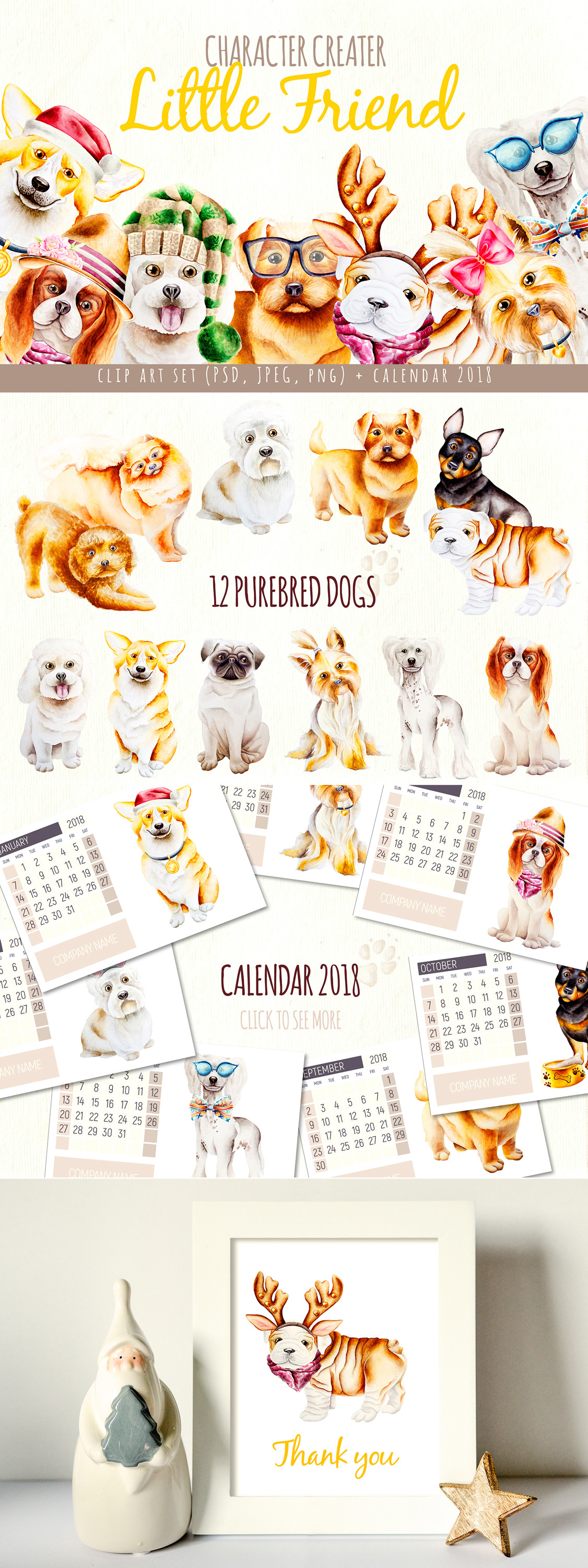 Watercolor Dog creator + calendar, an Animal Illustration by Integrity ...
